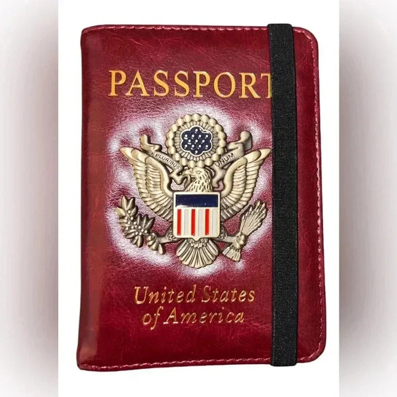 Bags | Brown United States Of America Faux Leather Passport Holder ...